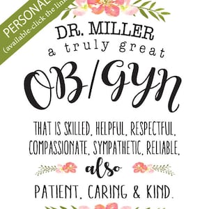 OB/GYN Gift, Ob/gyn Personalized Print, Gift for Doctor, Doctor Sign ...