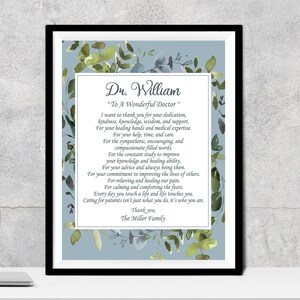 Doctor Gift A Wonderful Doctor Poem A Truly Great Doctor Appreciation ...