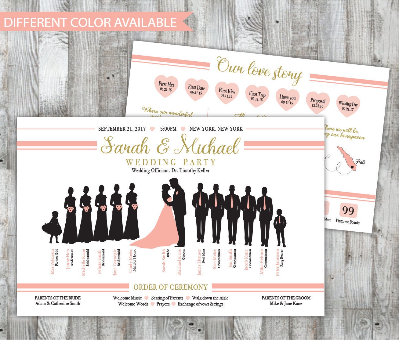 Infographic Wedding Program Design with Wedding Party | Etsy
