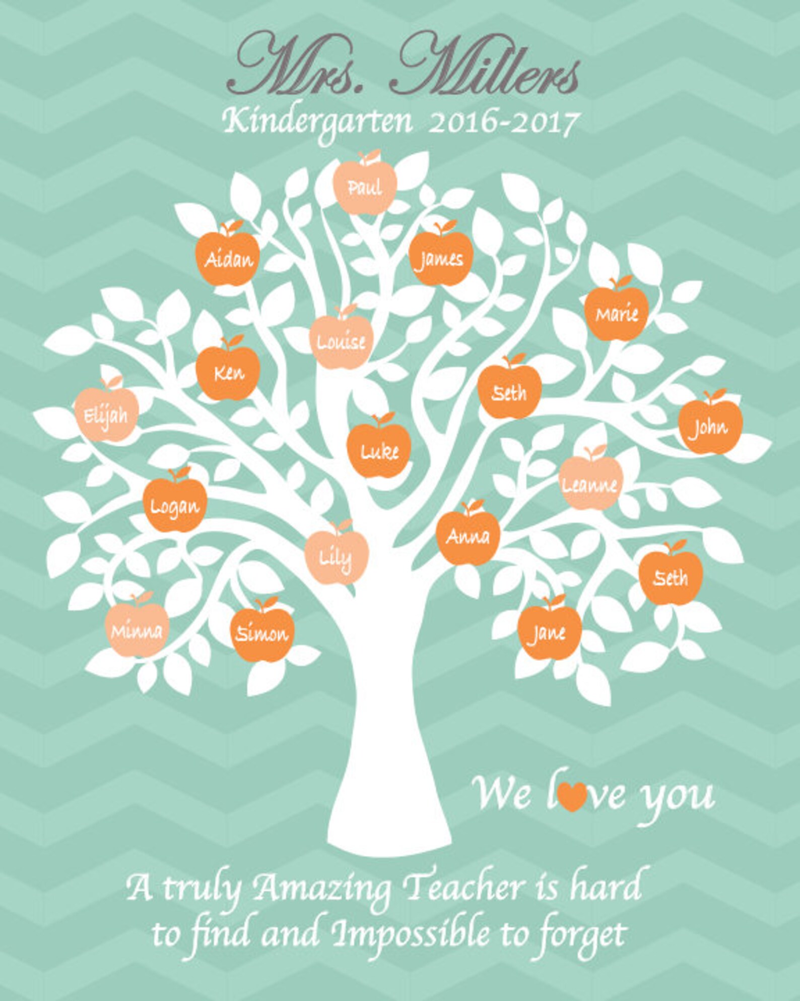 TEACHER TREE Tree Personalized With Classmates Names Teacher - Etsy