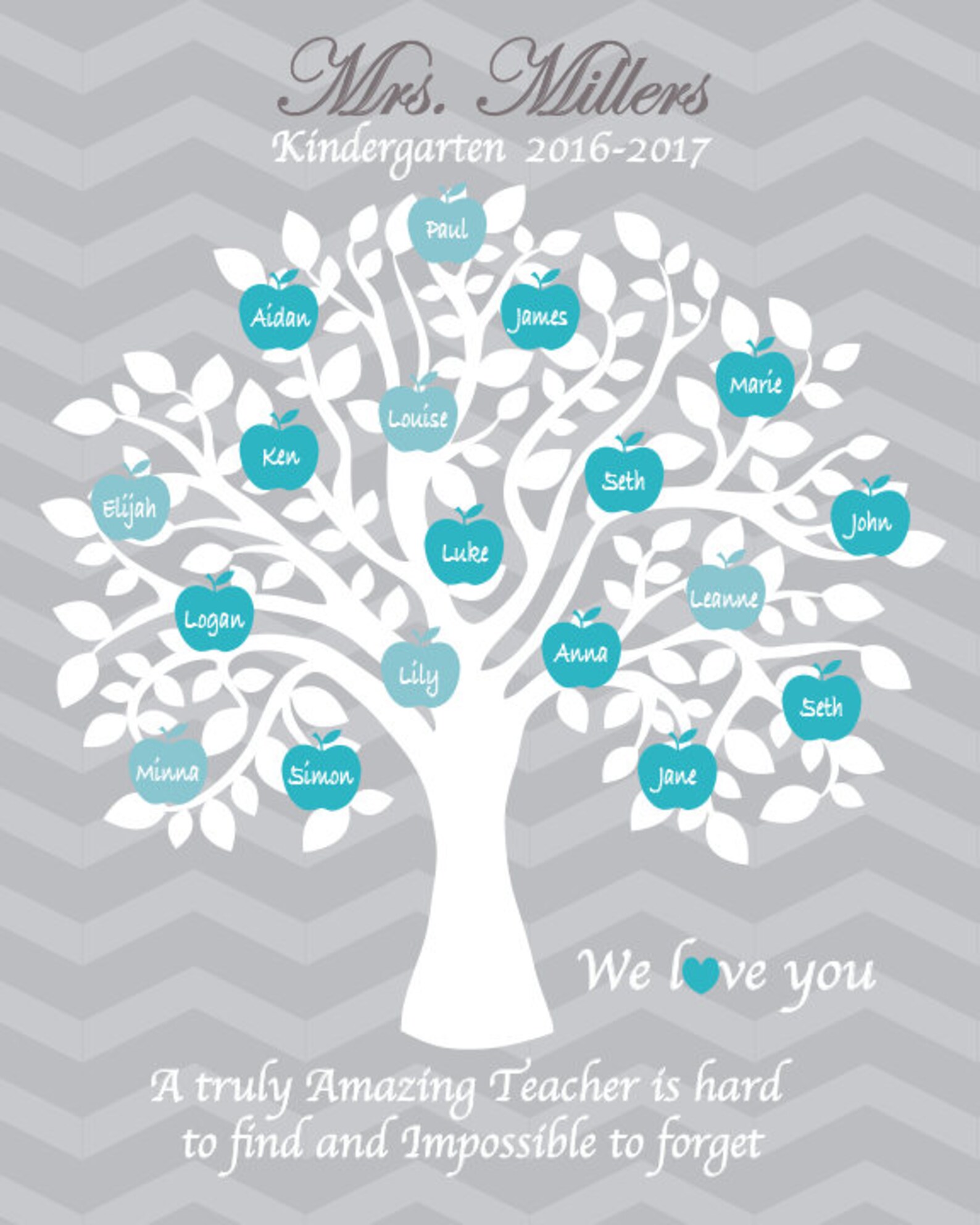 TEACHER TREE Tree Personalized With Classmates Names Teacher - Etsy