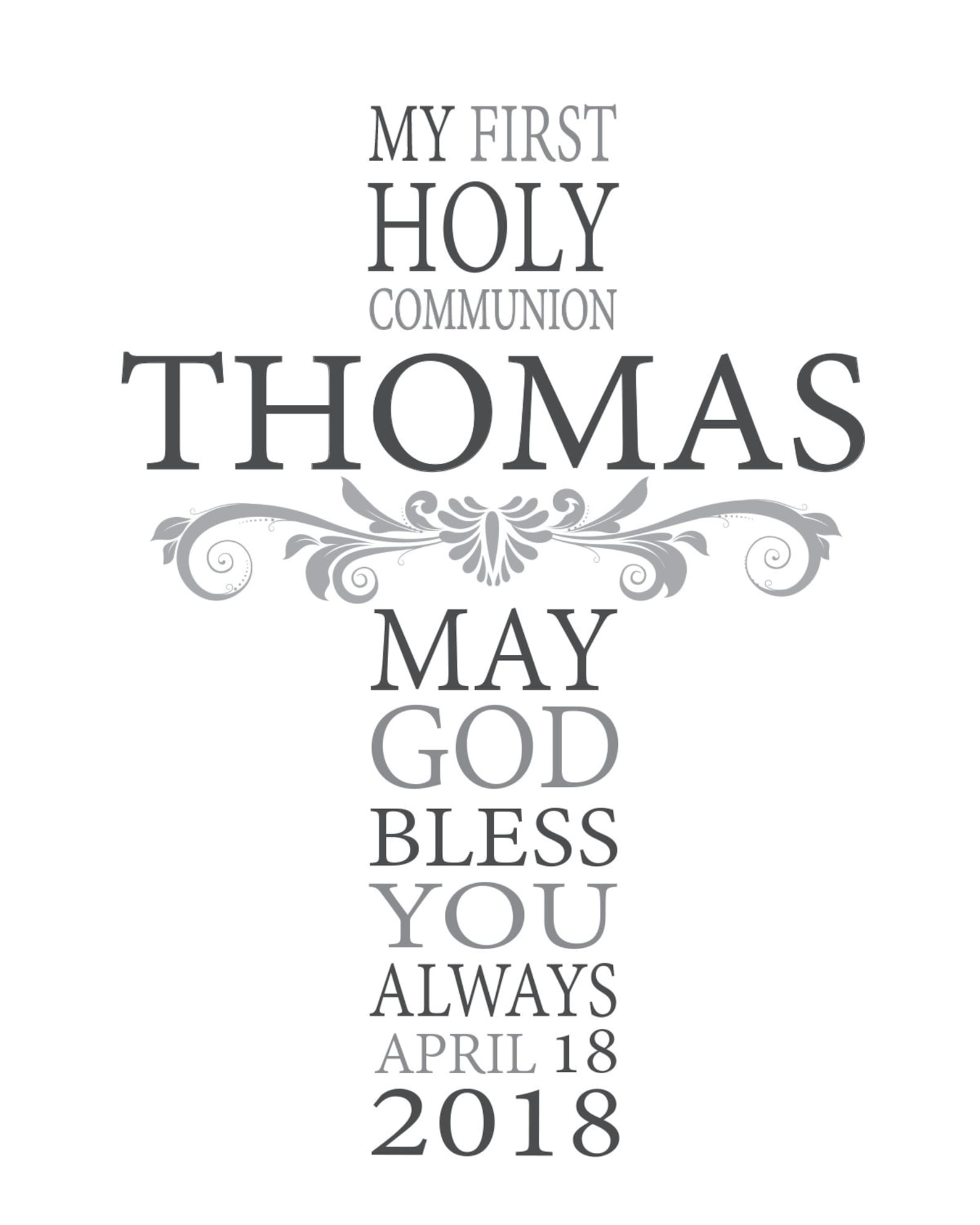 Personalized First Communion Cross, First Holy Communion Print Gift ...