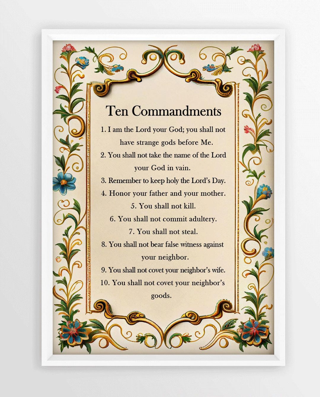 Ten Commandments Printable, Catholic Prayer Wall Art, Christian Decor ...