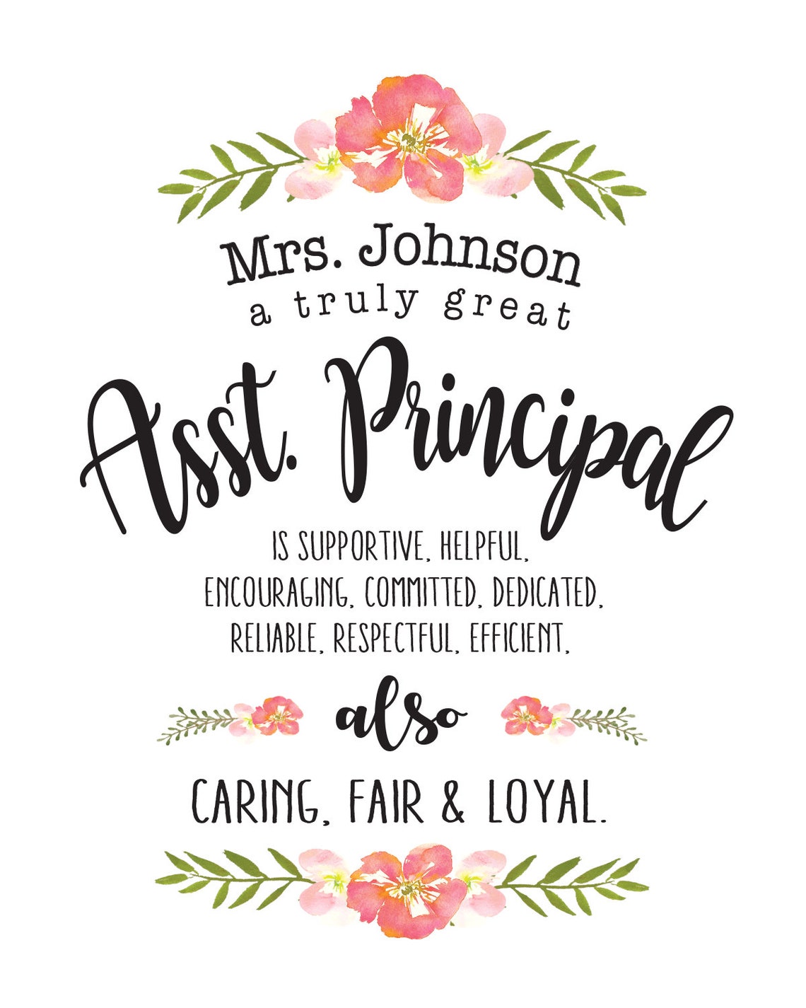 Personalized Assistant Principal Gift Principal Chalkboard - Etsy
