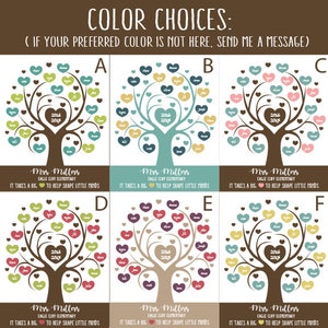 PRINTABLE DIGITAL File TEACHER Tree, Personalized Class Names, Teacher ...