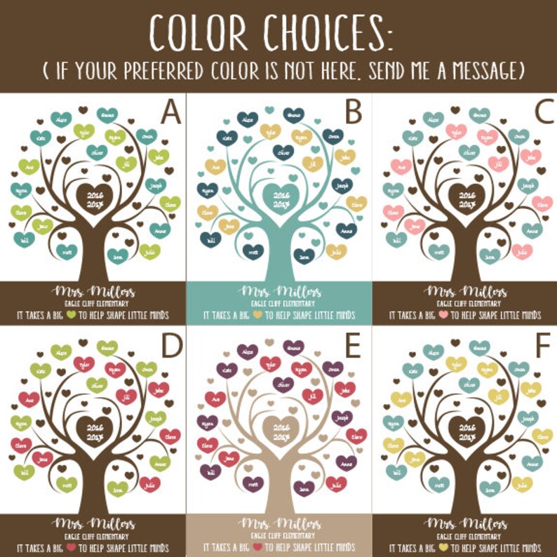 PRINTABLE DIGITAL File TEACHER Tree Personalized Class Names - Etsy