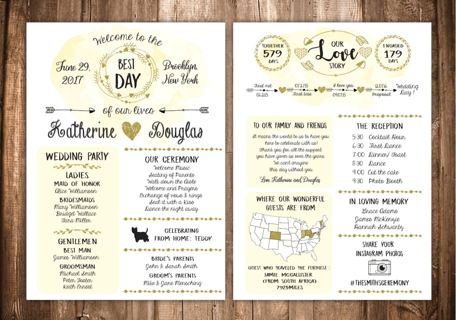 Infographic Wedding Program, Printable Wedding Program, Modern Custom ...