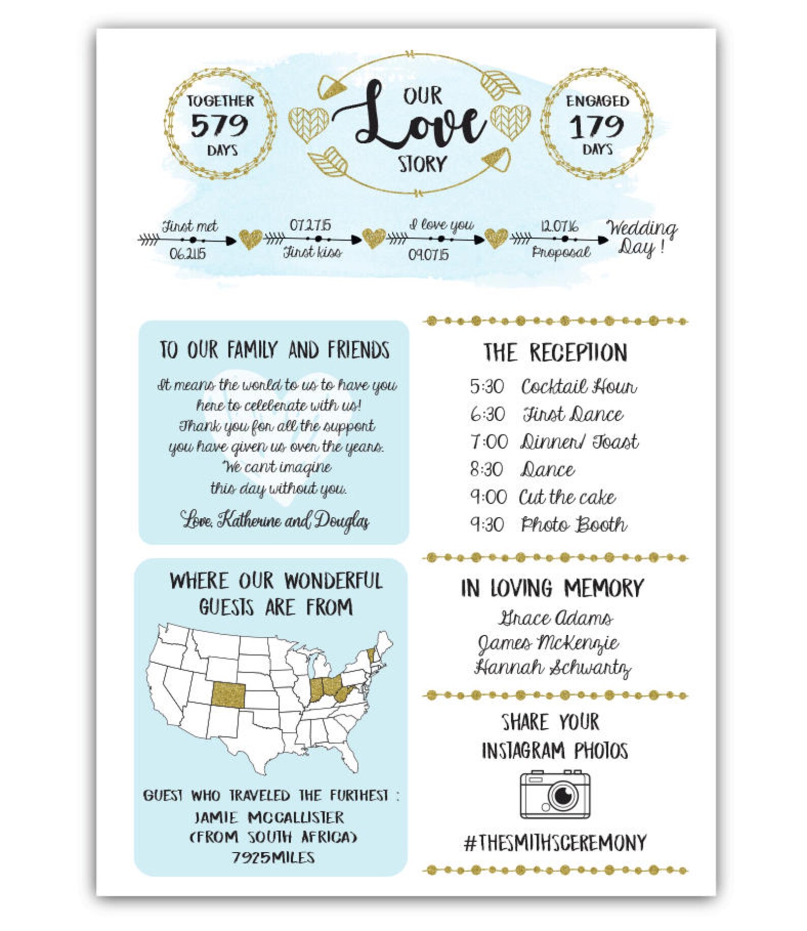Infographic Wedding Program, Printable Wedding Program, Modern Custom ...