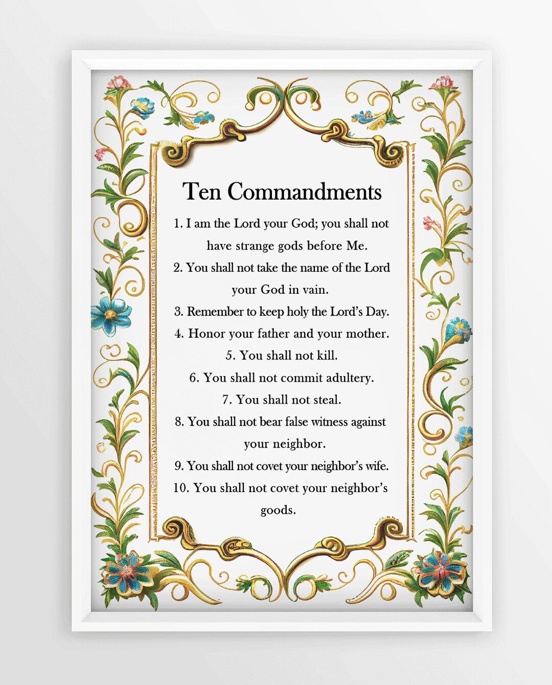 Ten Commandments Printable, Catholic Prayer Wall Art, Christian Decor ...