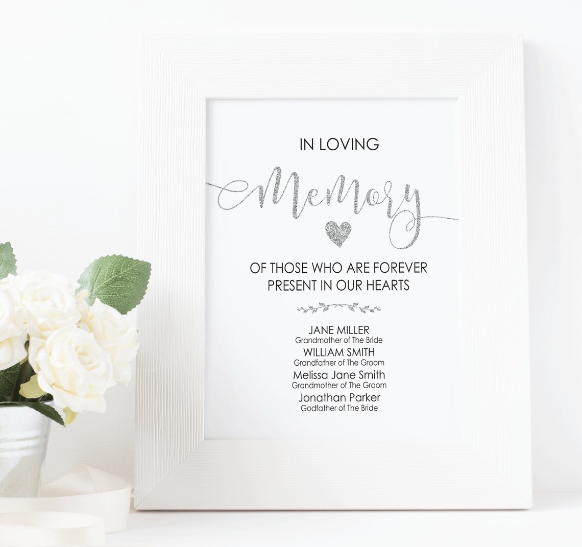 In Loving Memory Wedding Sign Personalized Wedding Sign | Etsy