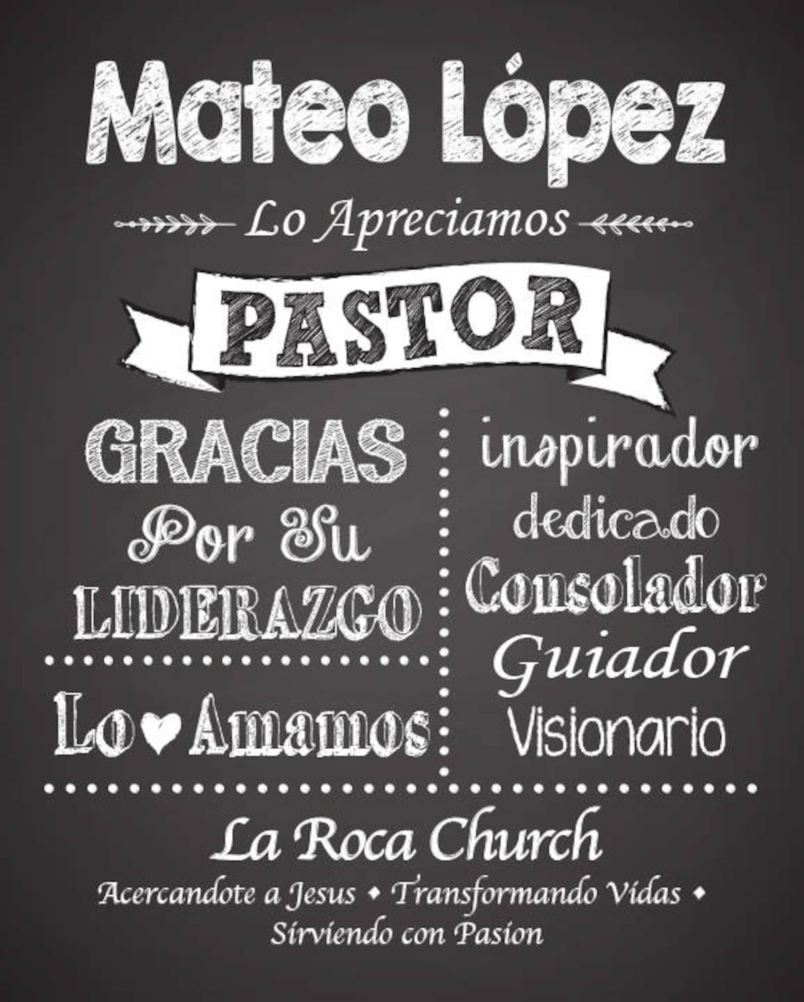 Personalized Pastor Gift Spanish Printable Pastor Gift Pastor - Etsy