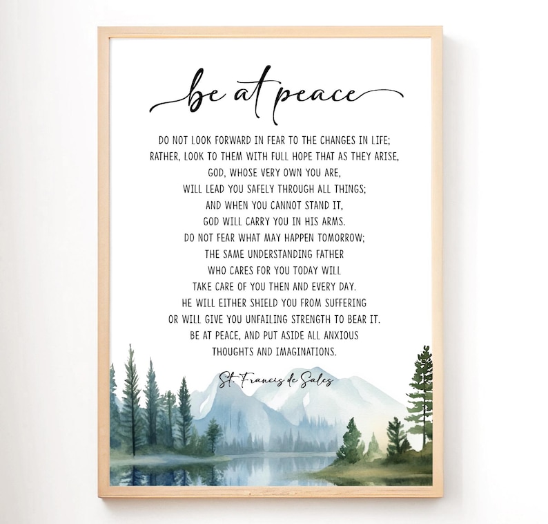 Be at Peace Prayer of St. Francis De Sales Poster Print, Catholic Art ...