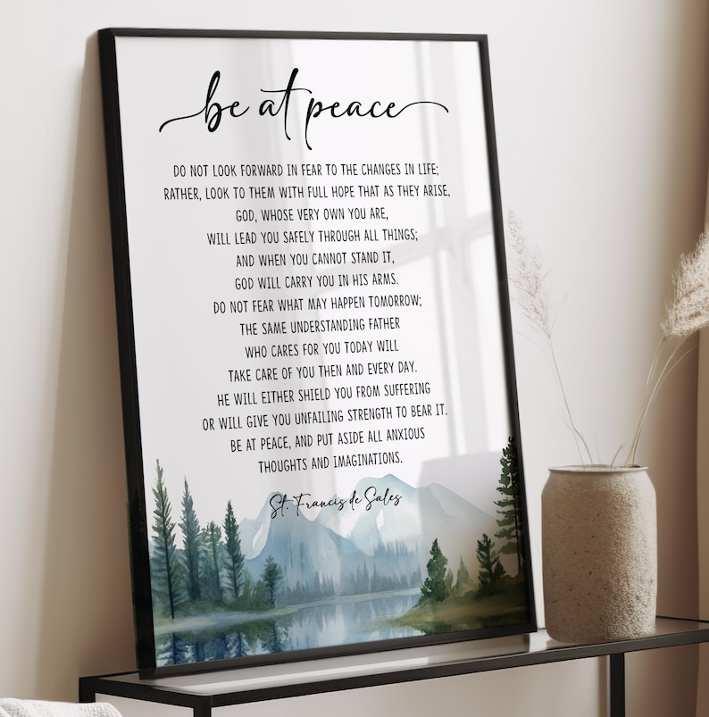 Be at Peace Prayer of St. Francis De Sales Poster Print, Catholic Art ...
