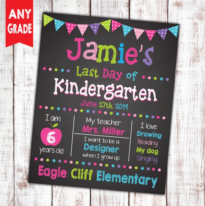 KINDERGARTEN Graduation Sign Last Day of Kindergarten Sign - Etsy