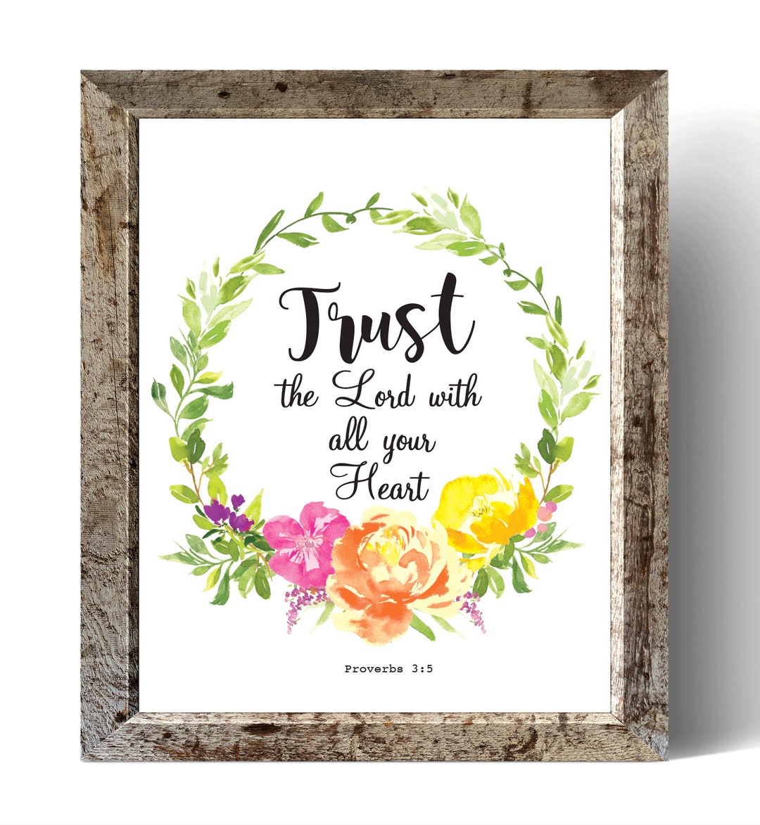 Proverbs 3:5, Trust the Lord With All Your Heart, Bible Verse Art Print ...