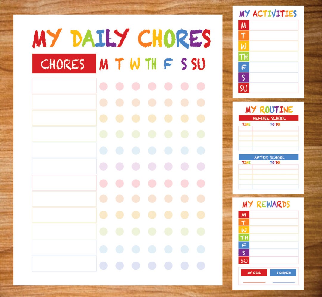 Kids Chore Chart Kids Chore Chart Morning and Evening - Etsy