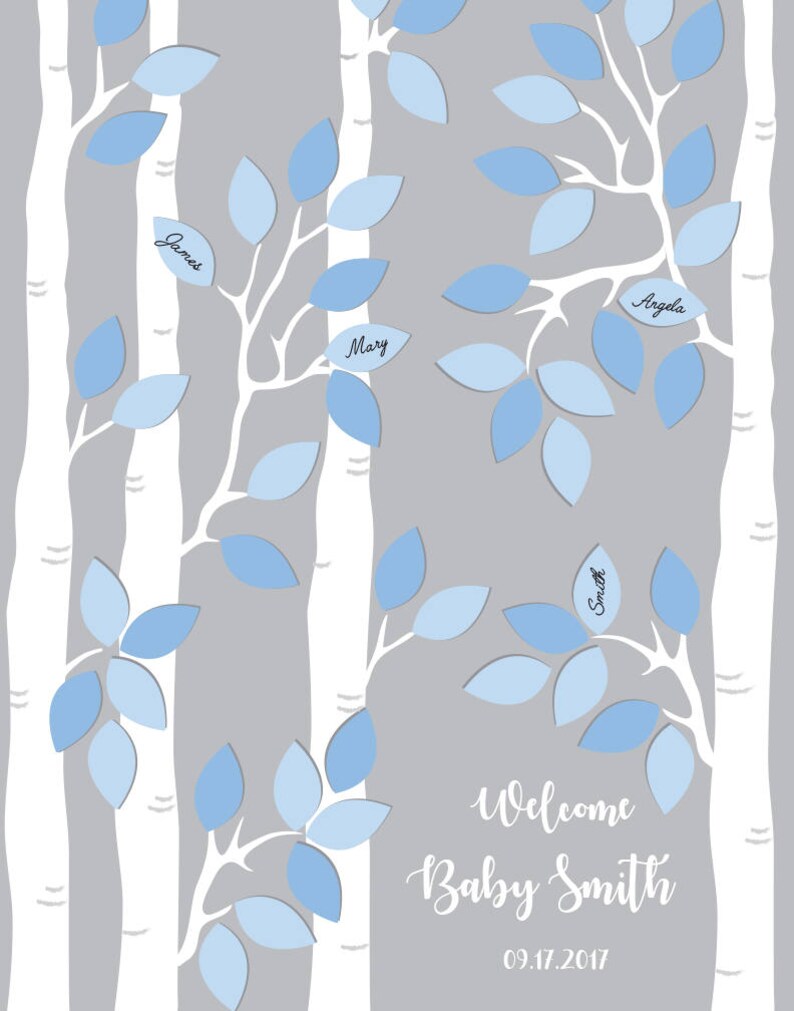 Baby Shower Guest Book Alternative Signature Tree Poster, Printable ...
