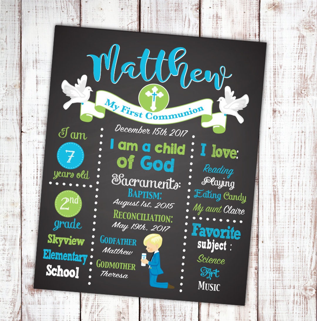 First Communion Sign, First Communion Gift, Personalized Gift for First ...