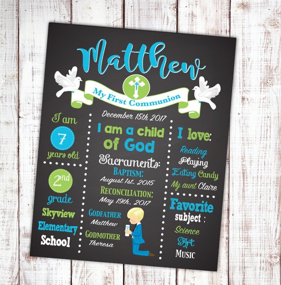 First Communion Sign First Communion Gift Personalized Gift | Etsy