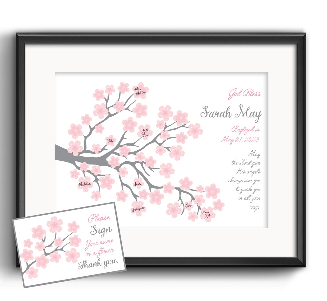 Cherry Blossom BAPTISM Guest Book Sign Printable , Christening and Baby ...