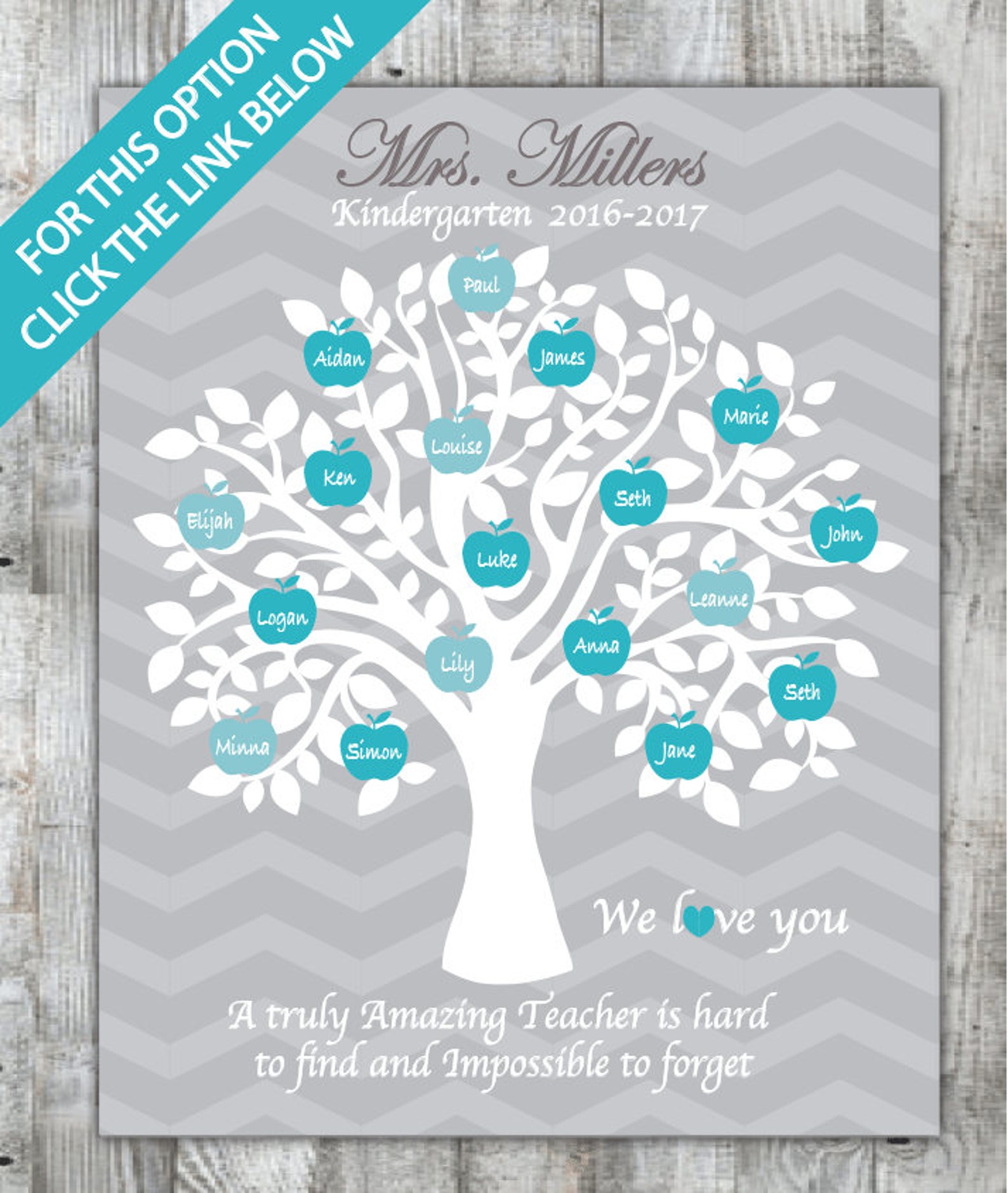 Printable DIGITAL FILE TEACHER Tree Tree Personalized With - Etsy
