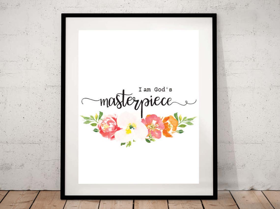 I Am God's Masterpiece Printable Wall Decor Bible Verses - Etsy