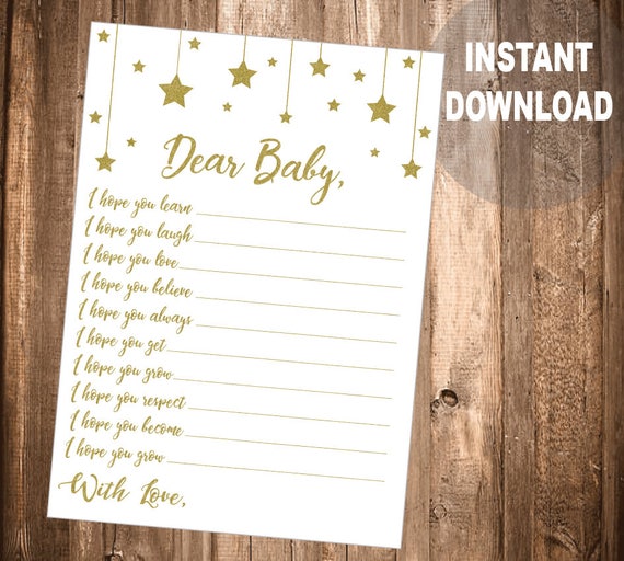 Dear Baby Baby Shower Game Boy Girl Wishes Baby Printable | Etsy