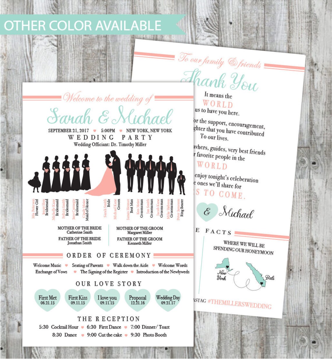 Infographic Wedding Program Design With Wedding Party - Etsy