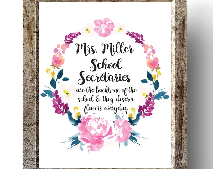 Personalized School Secretary Appreciation Printable, TEACHER TREE ...