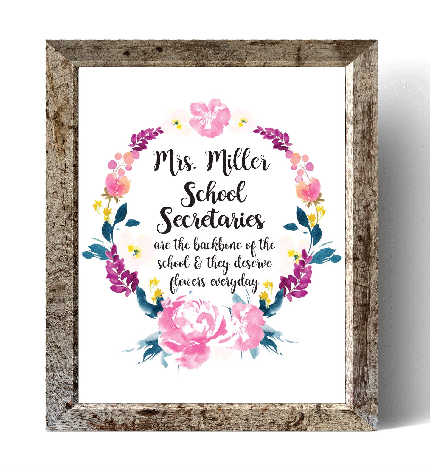 Personalized School Secretary Appreciation Printable TEACHER | Etsy