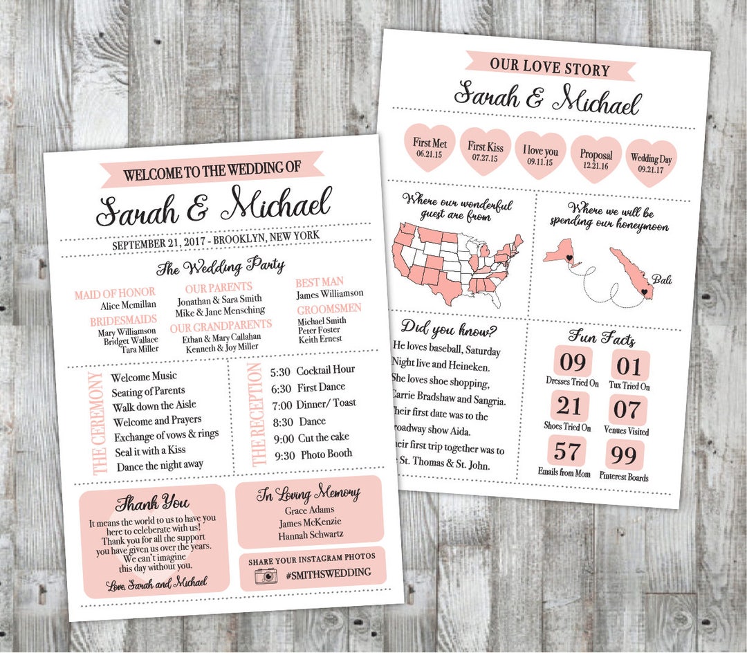 Infographic Wedding Program, Printable Wedding Program, Modern Custom ...