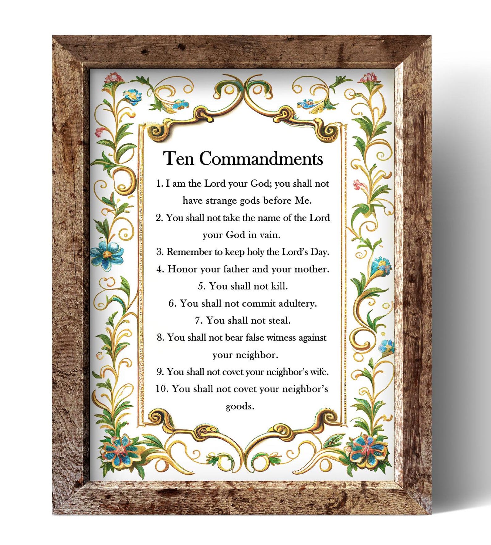 Ten Commandments Printable, Catholic Prayer Wall Art, Christian Decor ...