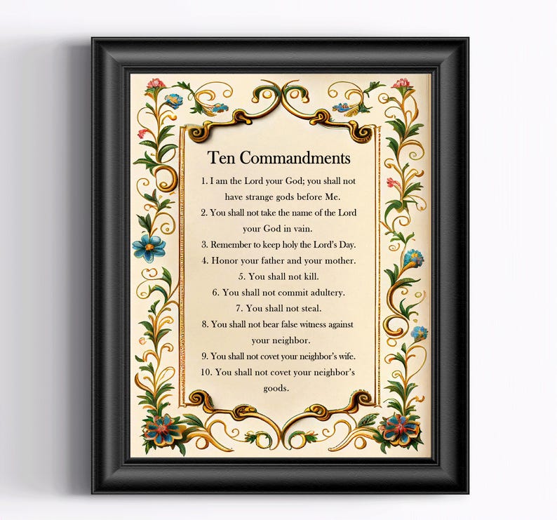 Ten Commandments Printable, Catholic Prayer Wall Art, Christian Decor ...