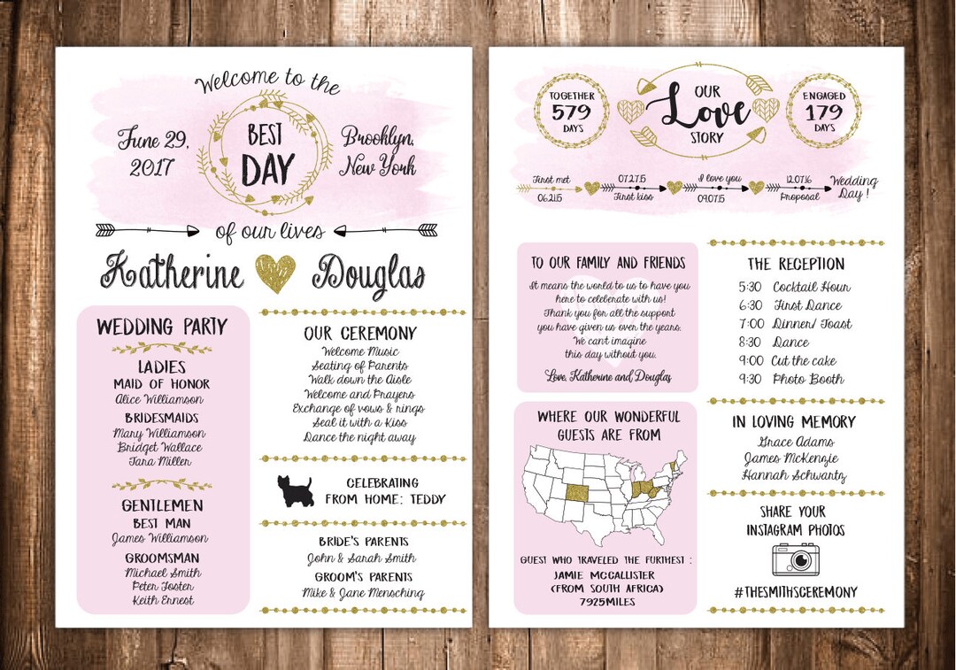 Infographic Wedding Program, Printable Wedding Program, Modern Custom ...
