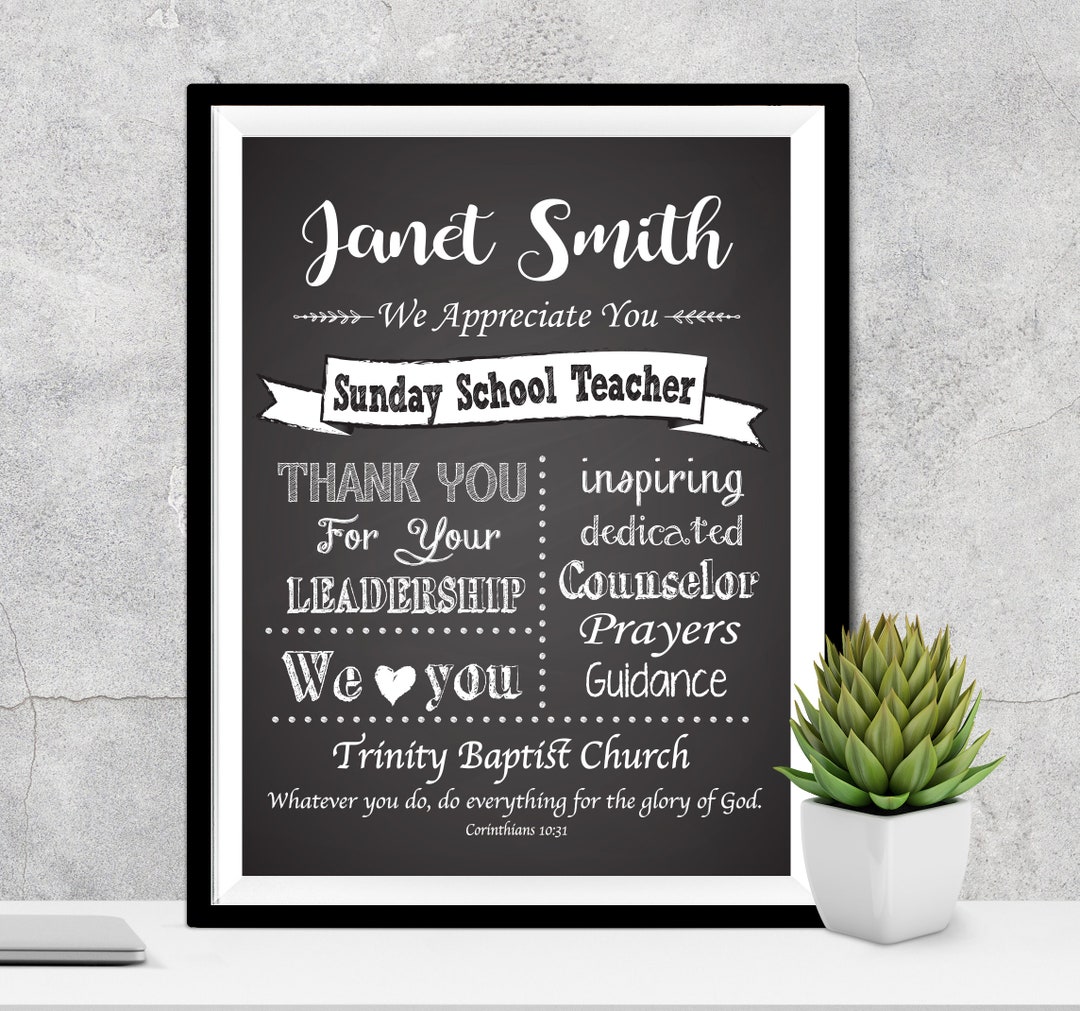 Sunday School Teacher Gift, Personalized Pastor Gift, Pastor ...