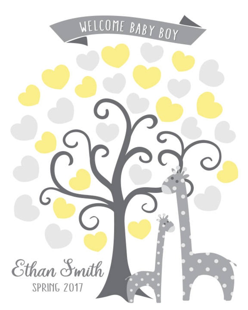 Baby Shower Guest Sign, in Tree Poster, Animal Giraffe Baby Shower ...