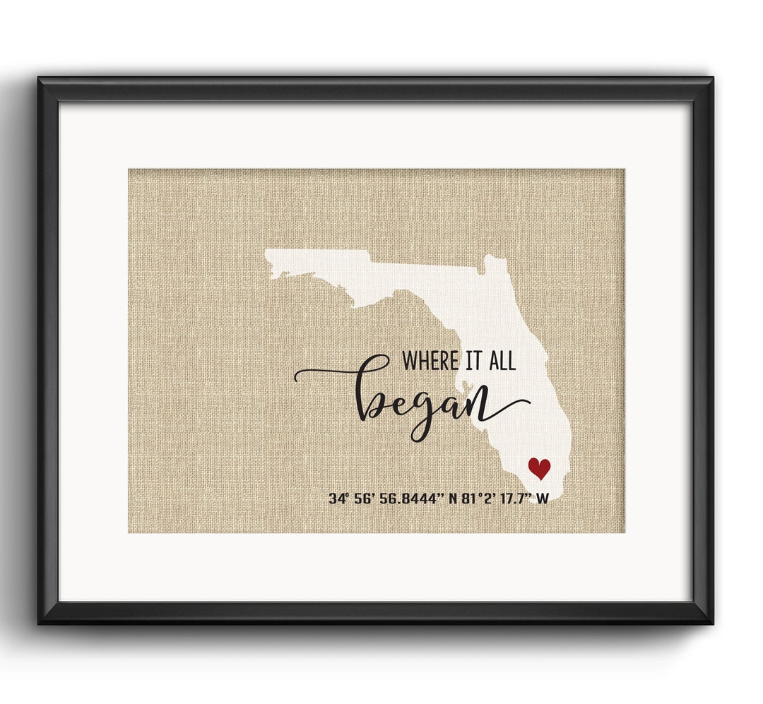 Personalized Map & GPS Coordinates Gift, Custom Latitude Longitude Map ...