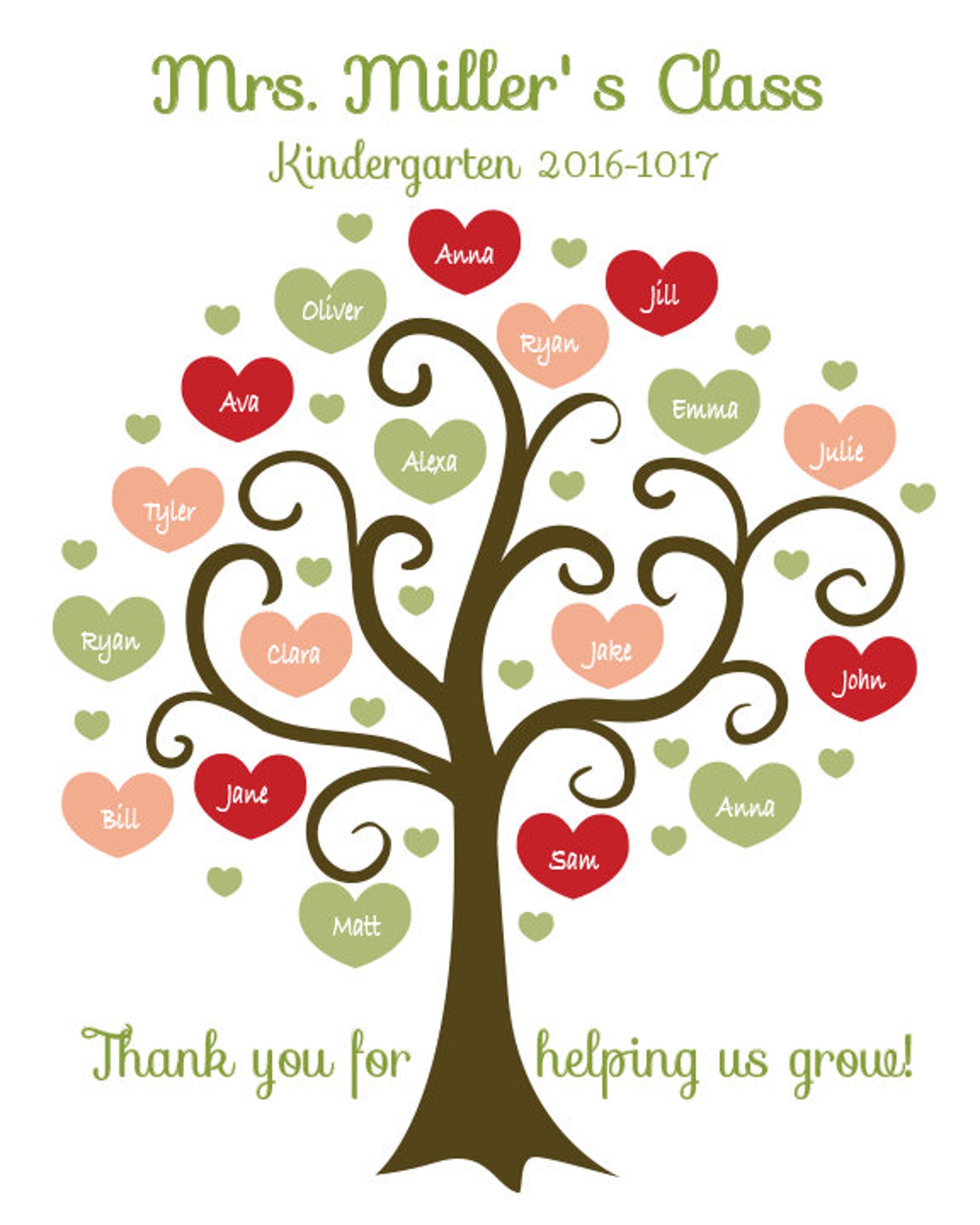 Printable DIGITAL FILE TEACHER Tree Printable Personalized - Etsy