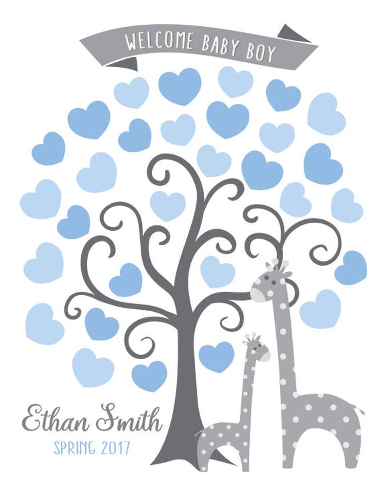 Baby Shower Guest Sign, in Tree Poster, Animal Giraffe Baby Shower ...