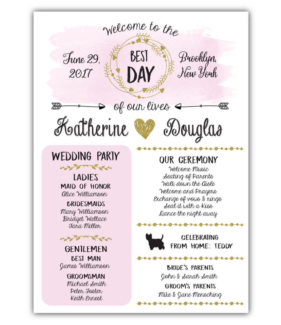Infographic Wedding Program, Printable Wedding Program, Modern Custom ...