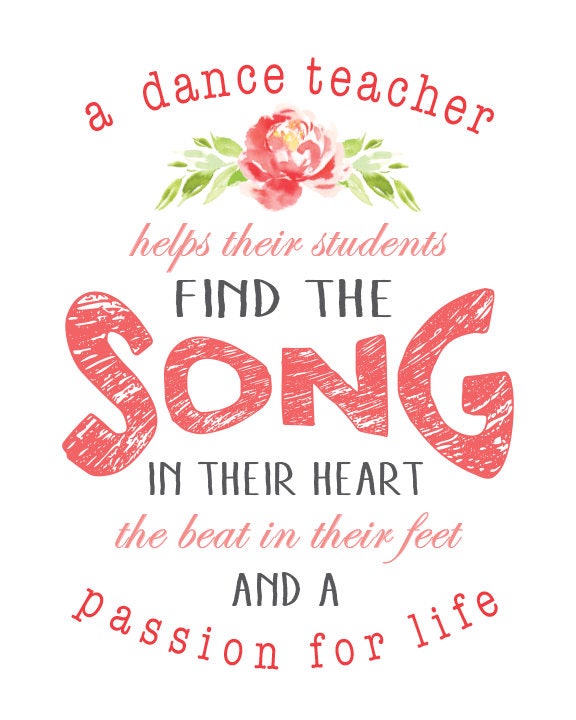 Printable Dance Teacher Gift, Dance Teacher Gift, End of Year Gift ...