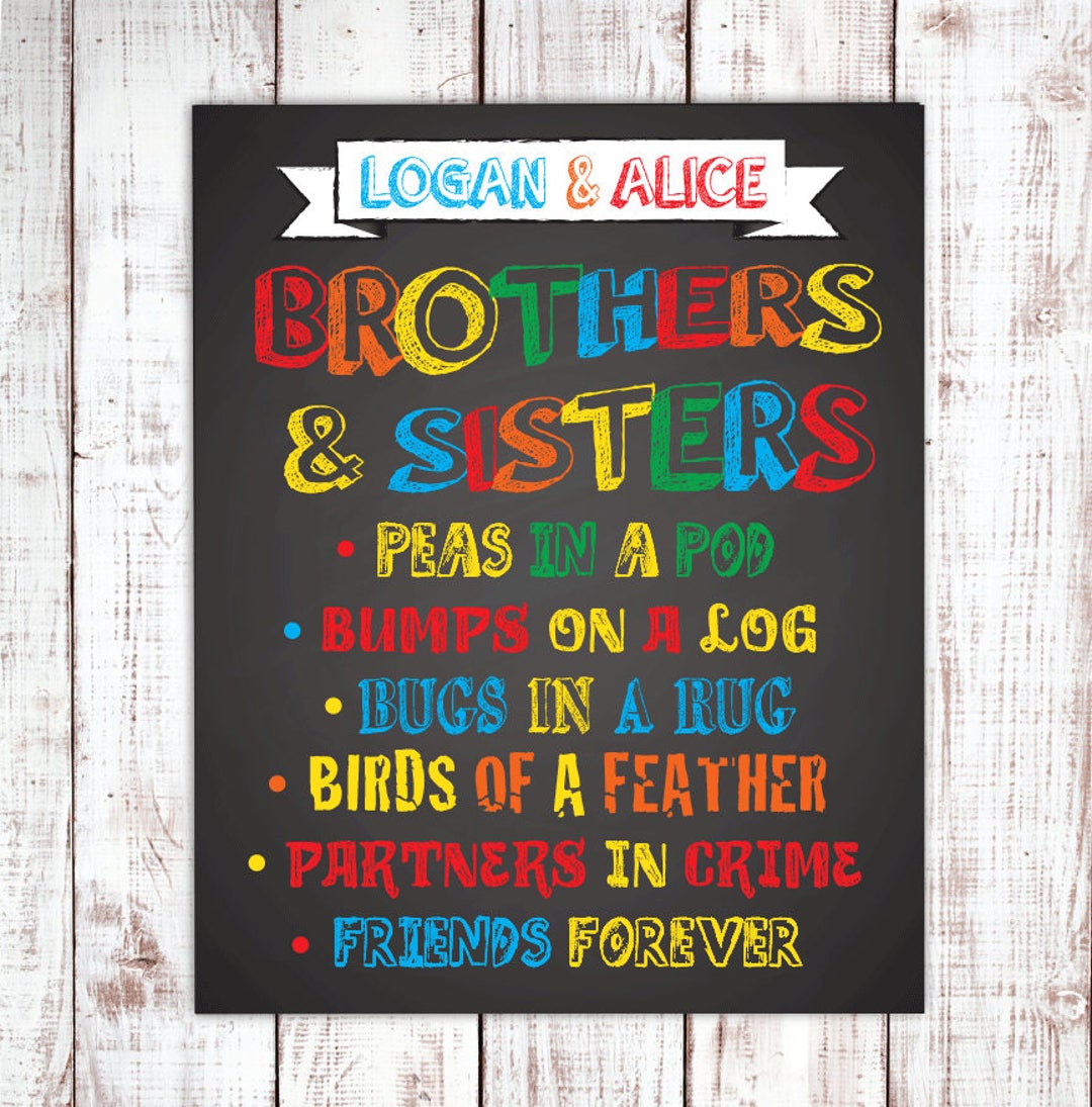 Brothers and Sisters Wall Art, Kids Room Decor, Sibling Wall Art, Bro ...