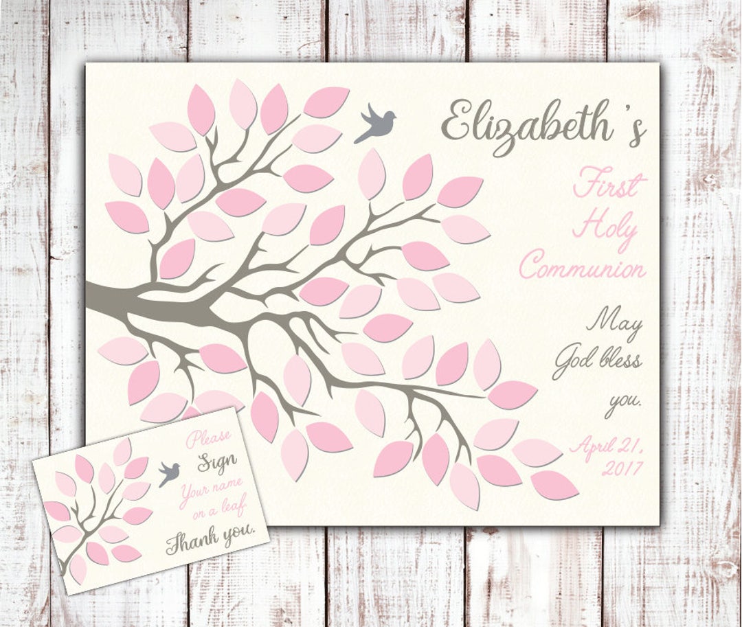 First Holy Communion Guest Book Tree Sign in Alternative, Alternate ...