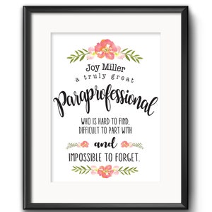Personalized Paraprofessional Gift, Teacher Aide Gift, Para Printable ...