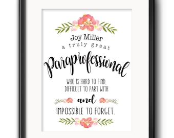 Paraprofessional Gift, Para Printable, Customizable Teacher Aide ...