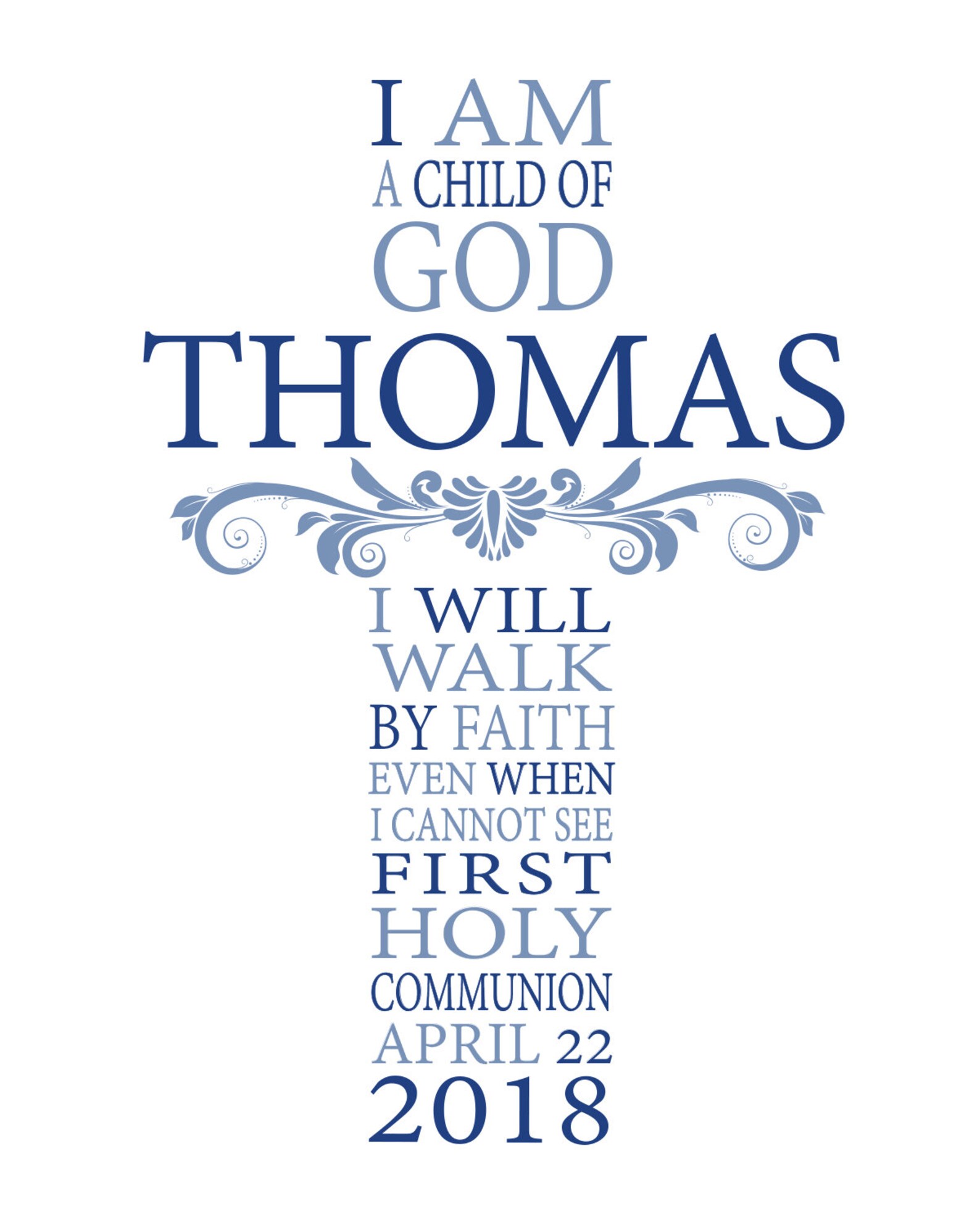 Personalized First Communion Cross, First Holy Communion Print Gift ...