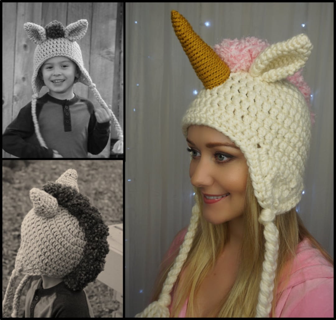 Chunky Unicorn/mustang Hat - Crochet Pattern - Size: Child, Teen/adult ...