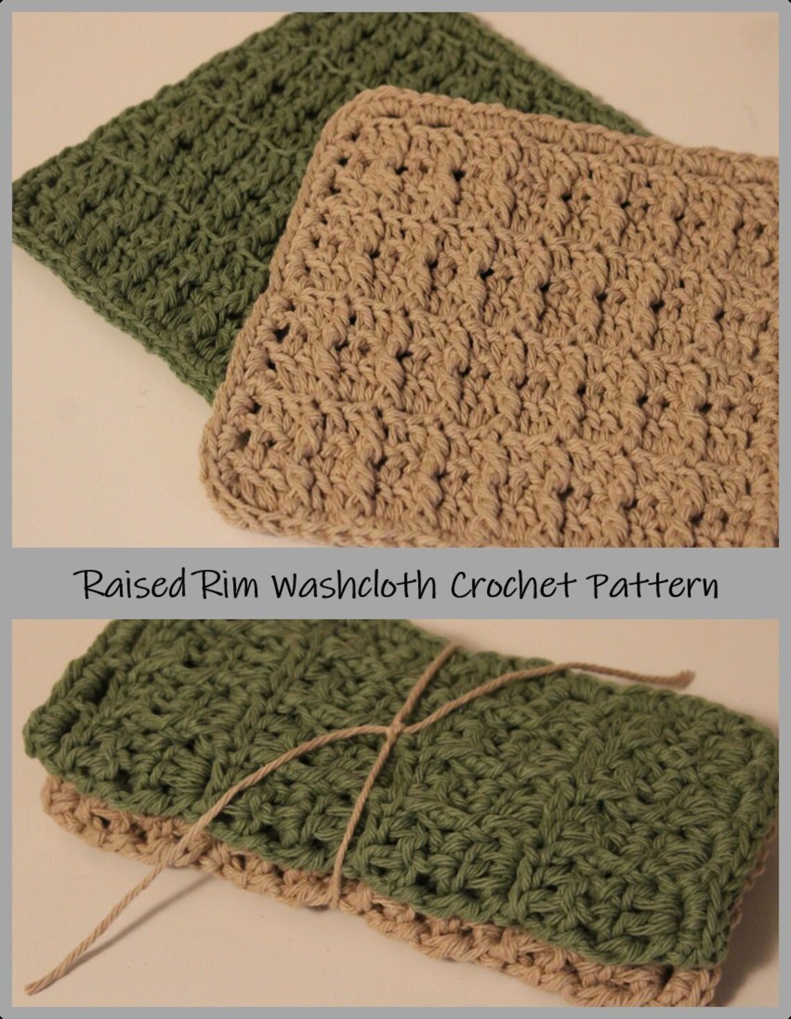 Raised Rim Washcloth Crochet Pattern ... Instant Download - Etsy
