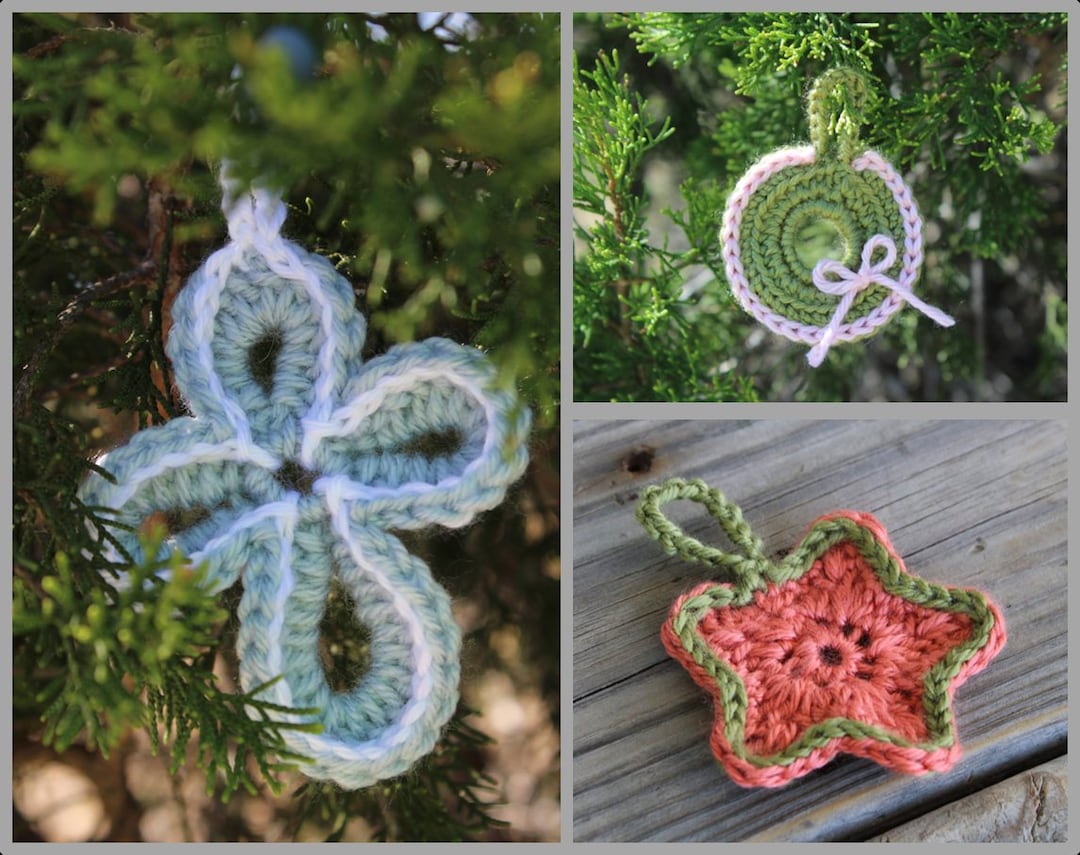 Christmas Ornament Set - Crochet Pattern ... Includes: Star, Wreath ...