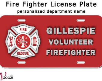 Firefighter Personalized License Plate Aluminum Sign | Etsy